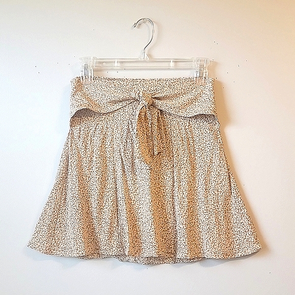 Contempo | Skirts | Vintage 9s Cream Floral Belted Flare Mini Skirt ...